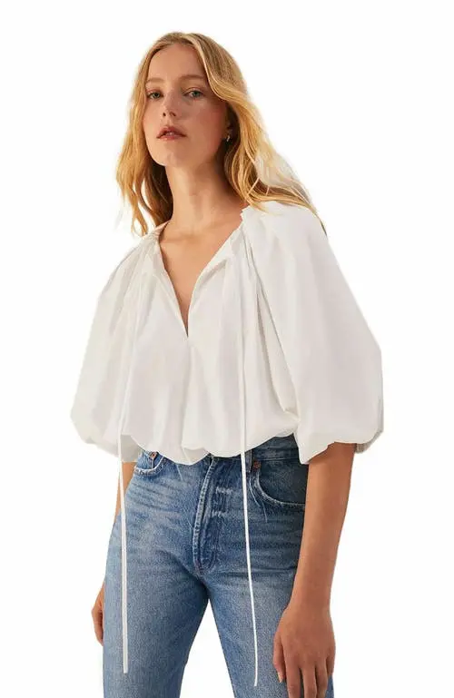 Rebecca Taylor Cotton Bubble Top - Milk