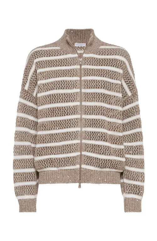 Brunello Cucinelli Net Cardigan - Biscuit