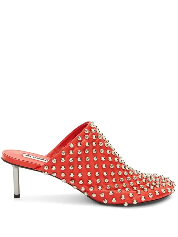 JIL SANDER Studded Mules - Red