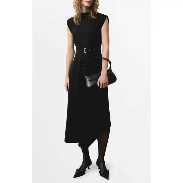 Mango Belted Asymmetric Sheath Dress