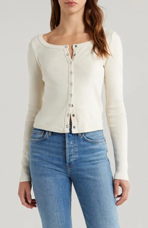 RE/DONE Scoop Neck Cotton Cardigan - Vintage White