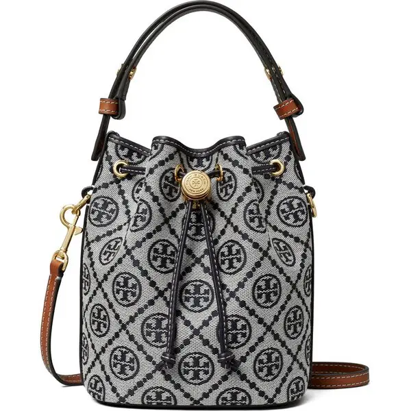 Tory Burch Mini T Monogram Jacquard Bucket Bag - Tory Navy