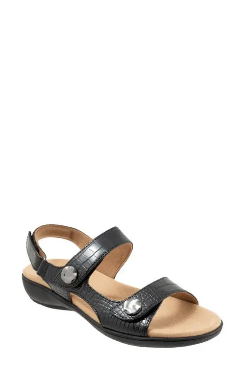 Trotters Romi Croco Slingback Sandals - Black