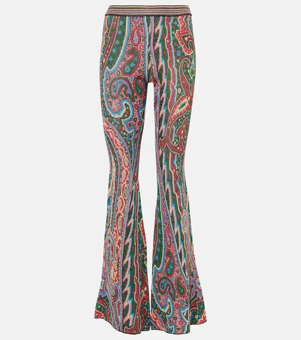 Etro Knitted Paisley Jacquard Flared Pants - Multicoloured