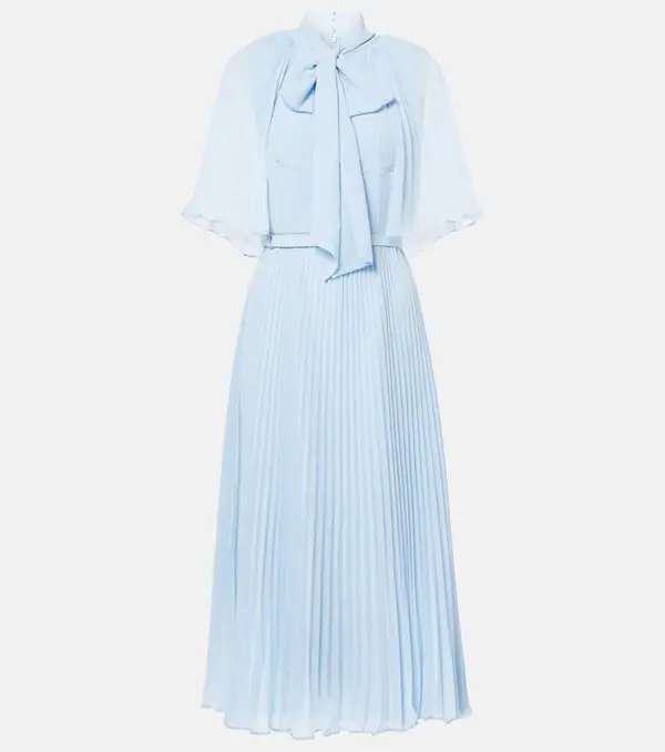 SELF-PORTRAIT Caped Chiffon Midi Dress