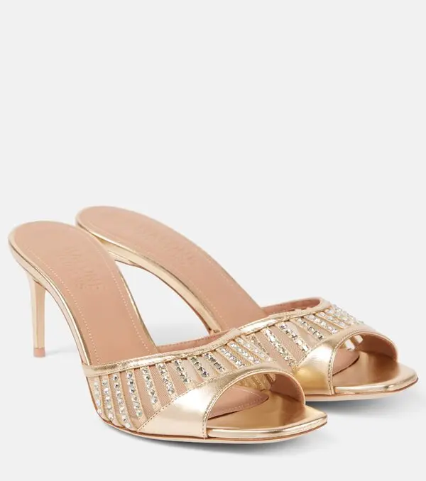 MALONE SOULIERS Bellatrix 70 Metallic Leather Mules - Gold