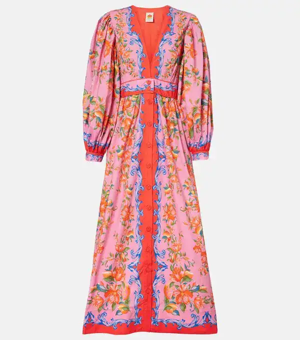 Farm Rio Sicily Flowers Shirt Dress In Orange - 30% Off | Editorialist