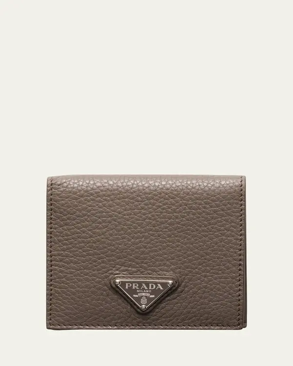Prada Vitello Daino Triangolo Bifold Wallet - Bambu