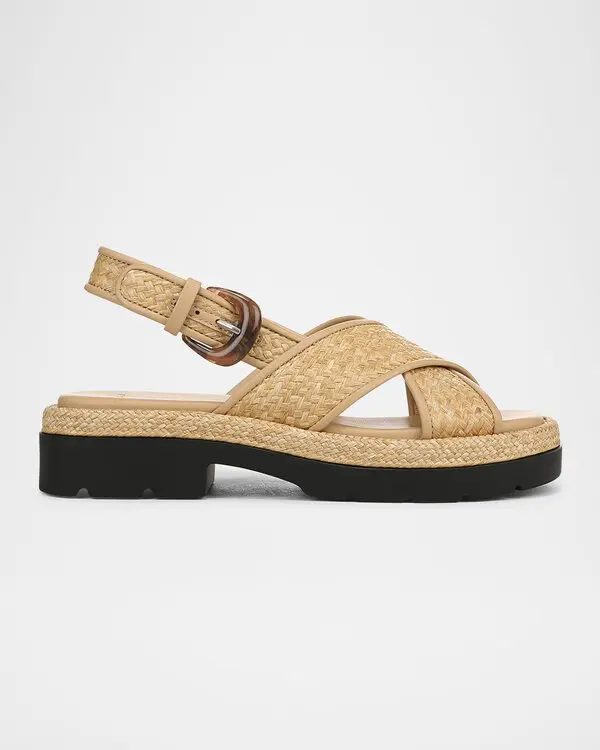 Vince Helena Raffia Lug-sole Sandals - Toasted Wheat
