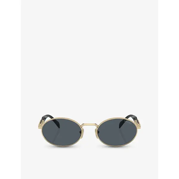 Prada Pr 65zs Oval-frame Sunglasses - Gold