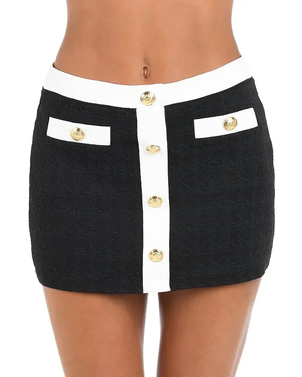 L'Agence Coco Color Blocked Mini Skirt - Black