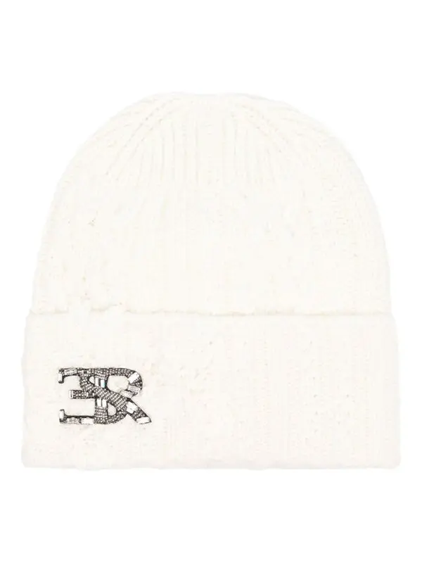 Ermanno Scervino Cable-knit Beanie - White