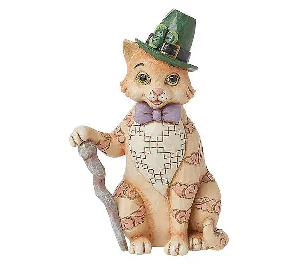JIM SHORE Irish Tabby Cat Figurine 5in H
