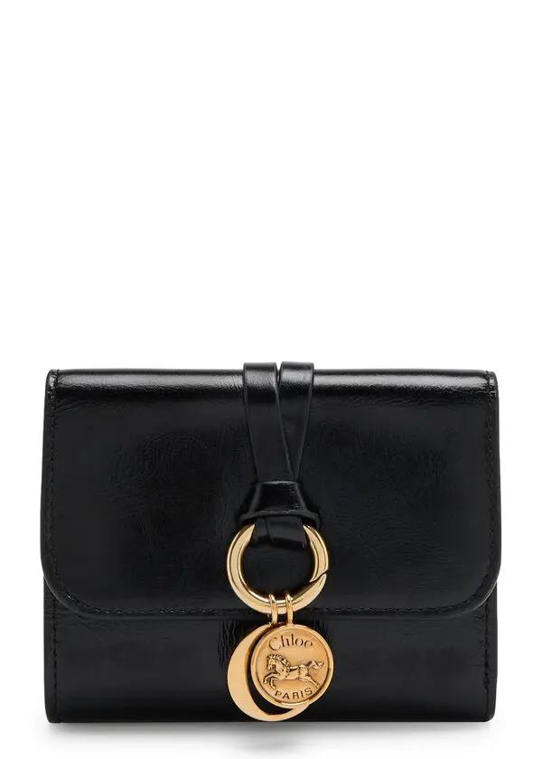 Chloé Alphabet Glossed Leather Wallet - Black