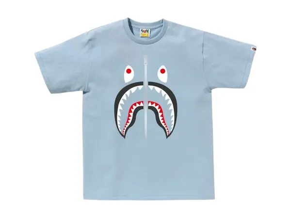 BAPE A Bathing Ape Shark Tee Shirt - Sax