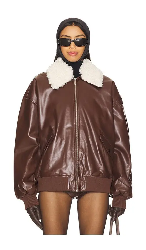WeWoreWhat Faux Sherpa Collar Bomber Jacket