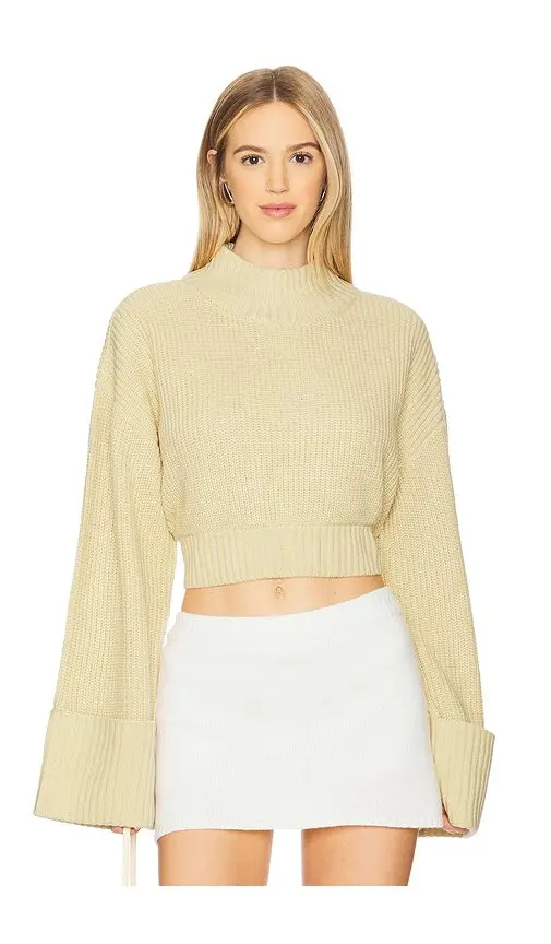 WeWoreWhat Cropped Turtleneck Sweater - Wheat