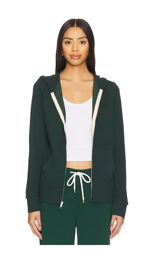 Monrow Zip Up Hoody - Evergreen