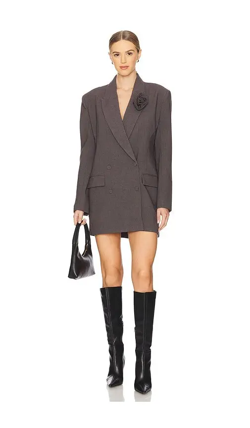 Bardot Joelle Tuxedo Dress - Grey Marle