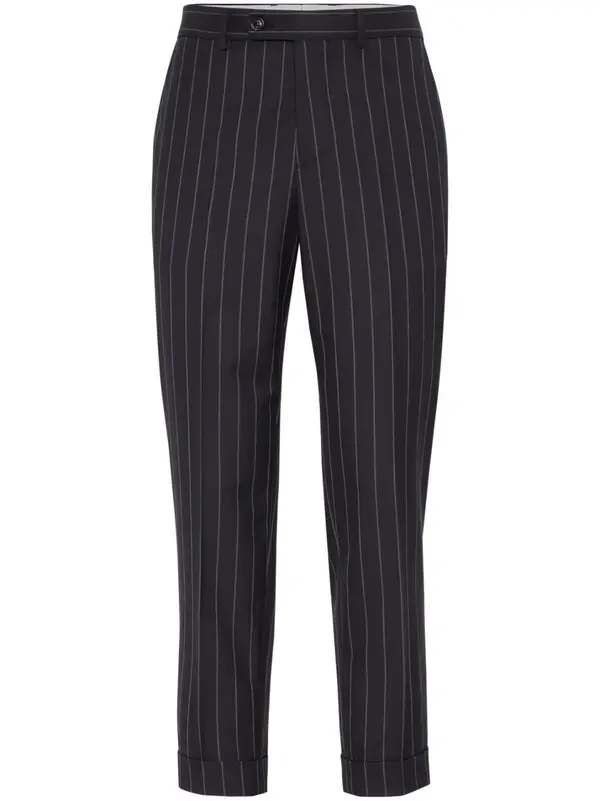 Brunello Cucinelli Pinstriped Tailored Trousers - Black