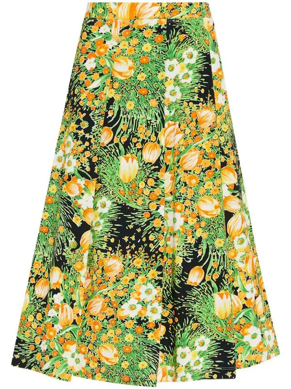 Rosetta Getty Pleated Midi Skirt - Green