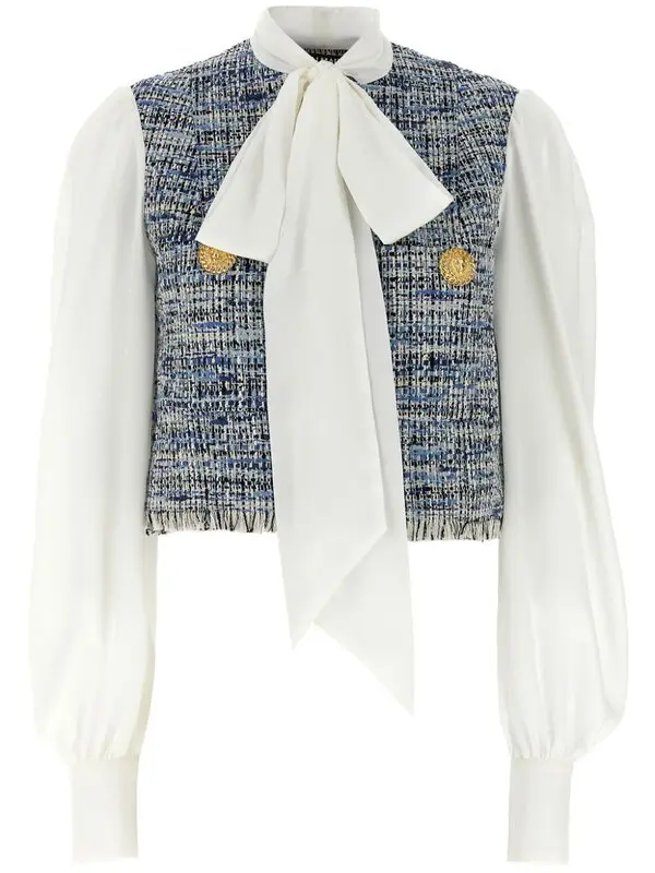 Balmain Tweed-panel Blouse