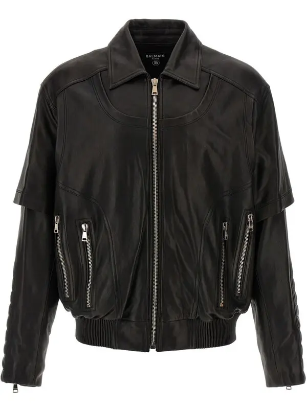 Balmain Layered Leather Jacket