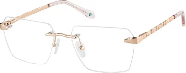Zenni Square Rimless Eyeglasses Metal Frame - Rose Gold