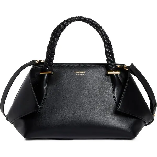 FERRAGAMO Small Blossom Top Handle Bag - Nero