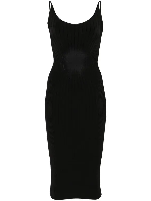 MUGLER Knitted Midi Dress - Black