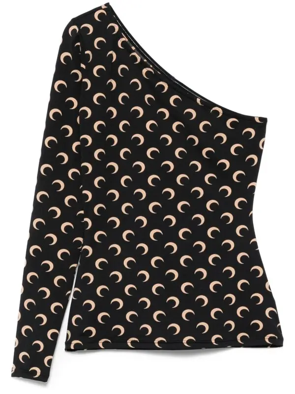 MARINE SERRE Crescent Moon Asymmetric Top - Black