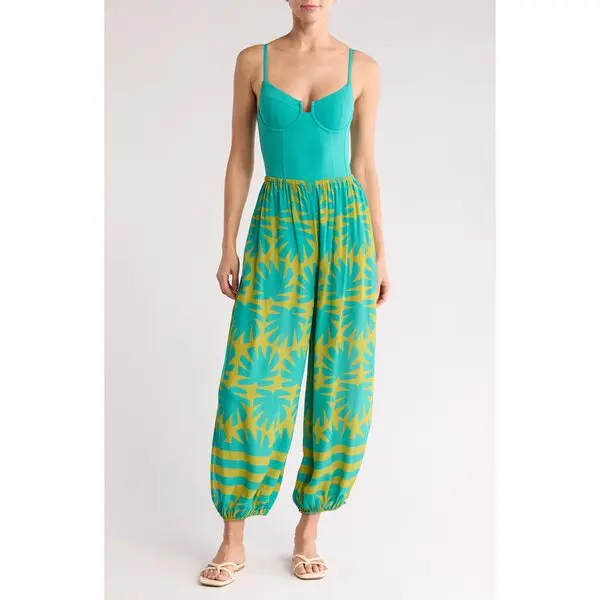Solid & Striped Abstract Print Jogger
