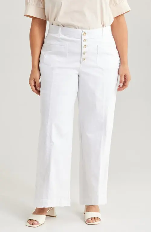 Wit & Wisdom Ab'solution Skyrise Wide Leg Twill Pants - White