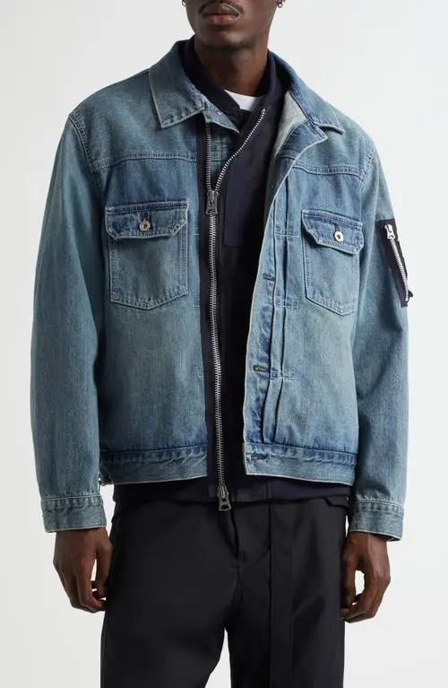 Sacai Layered Mixed Media Trucker Jacket