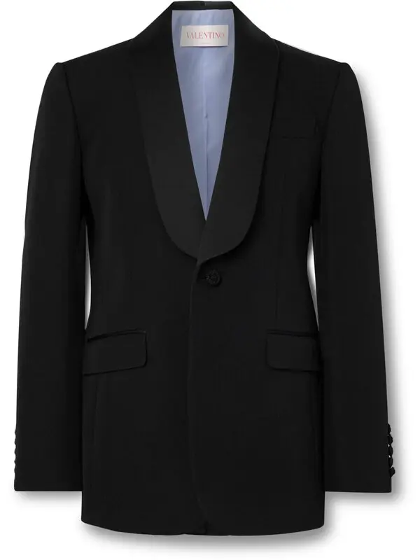 Valentino Garavani Shawl-collar Satin-trimmed Grain De Poudre Wool Tuxedo Jacket