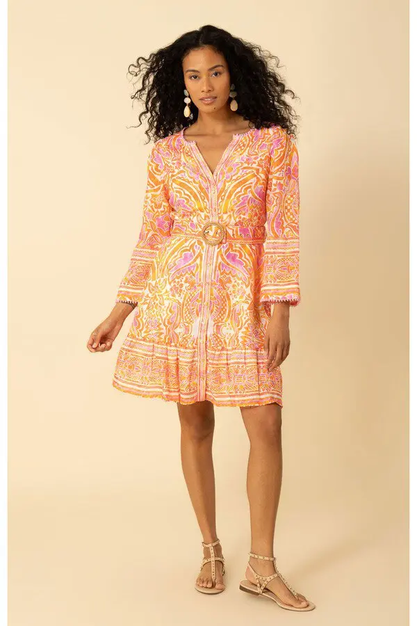 Hale Bob Davina Linen Mini Dress - Orange