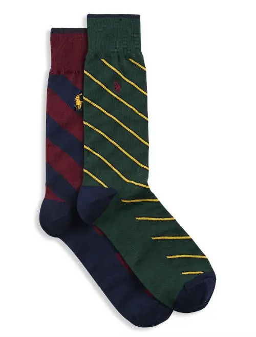Ralph Lauren Diagonal Stripe 2-pack Crew Socks