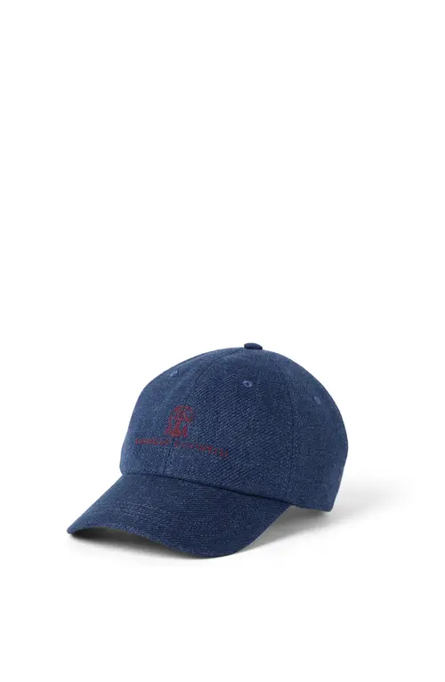 Brunello Cucinelli Diagonal Twill Baseball Cap - Indigo