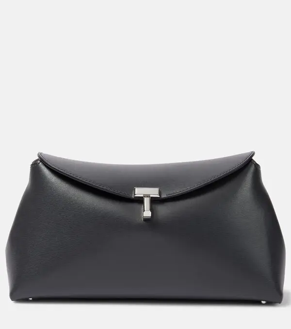 TOTÊME T-lock Small Leather Clutch - Grey
