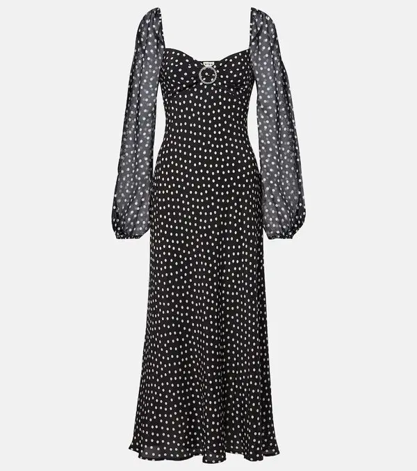 Rixo Ivy Polka-dot Maxi Dress