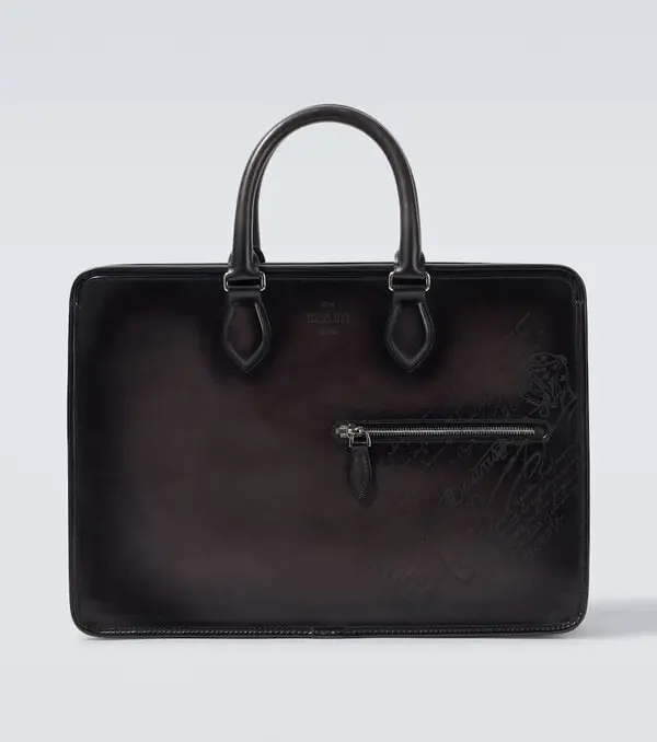 Berluti Scritto Leather Briefcase - Brown | Editorialist