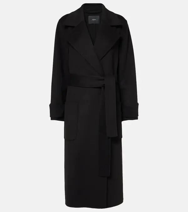 JOSEPH Arline Wool And Cashmere Wrap Coat - Black