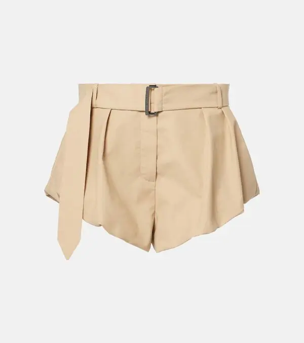 Magda Butrym High-rise Cotton-blend Shorts - Beige