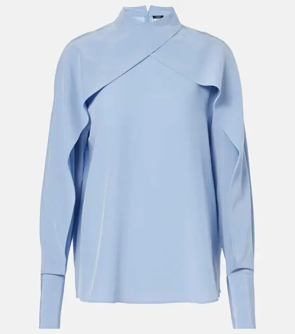 JOSEPH Bailie Silk Crêpe De Chine Blouse - Blue