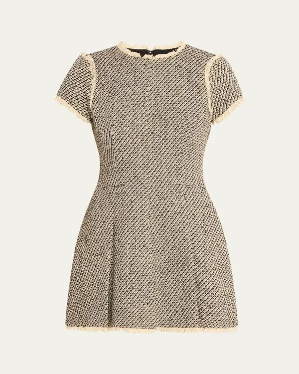 Cinq À Sept Nova Metallic Tweed Mini Dress - Black Gardenia