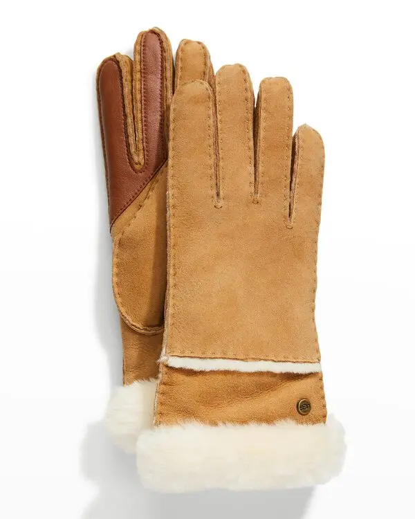 UGG Seamed Touchscreen Shearling-lined Gloves - Chesnut