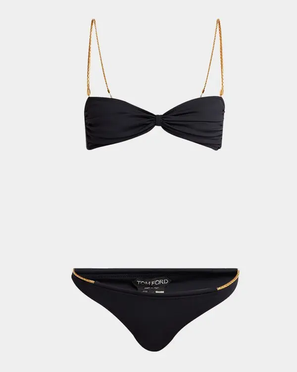 TOM FORD Chain Strap Bandeau Bikini Set - Black