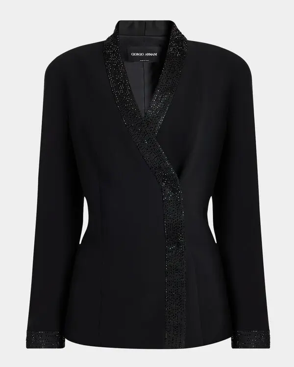 Giorgio Armani Strass Embellished Asymmetric Jacket - Solid Black