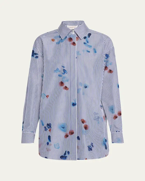 Lafayette 148 New York The Portrait Striped Cotton Shirt
