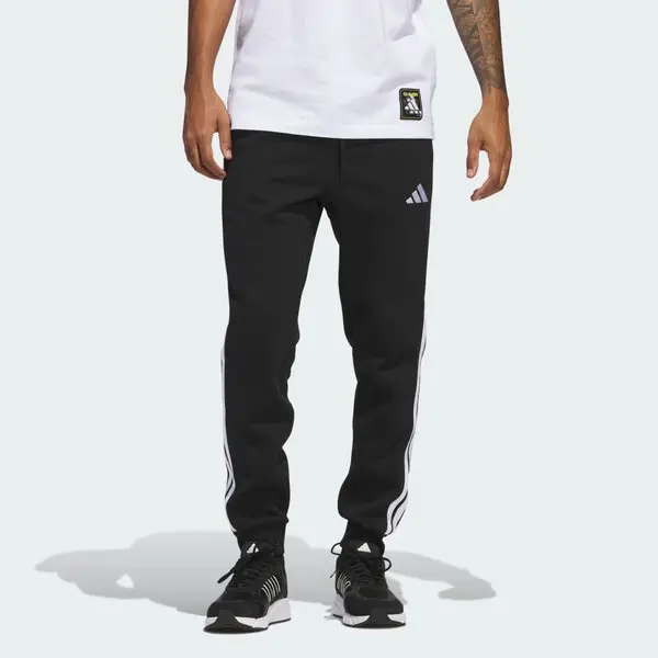 Adidas Essentials 3-stripes Fleece Pants Black - Black / White
